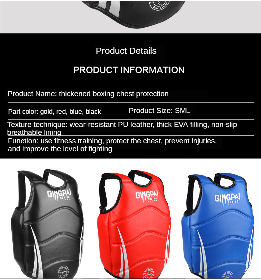 Boxing Chest Guard Kickboxing Body Vest Protector Martial Arts ...