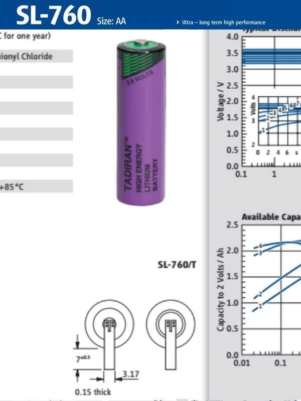 TADIRAN Aleman Tadilan 3.6V Instrument Specific Battery Sl-760 Sa Stock ...