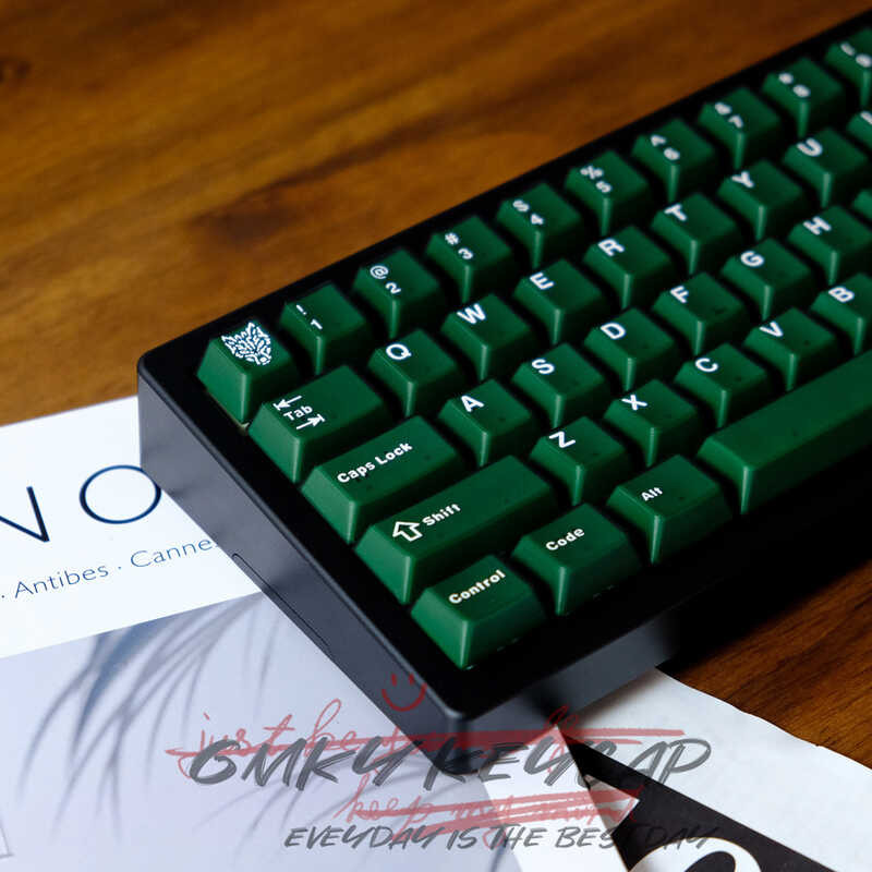 GY Emerald/Wasabi Green Cherry Profile Double SHOT FONT PBT Keycaps ABS ...