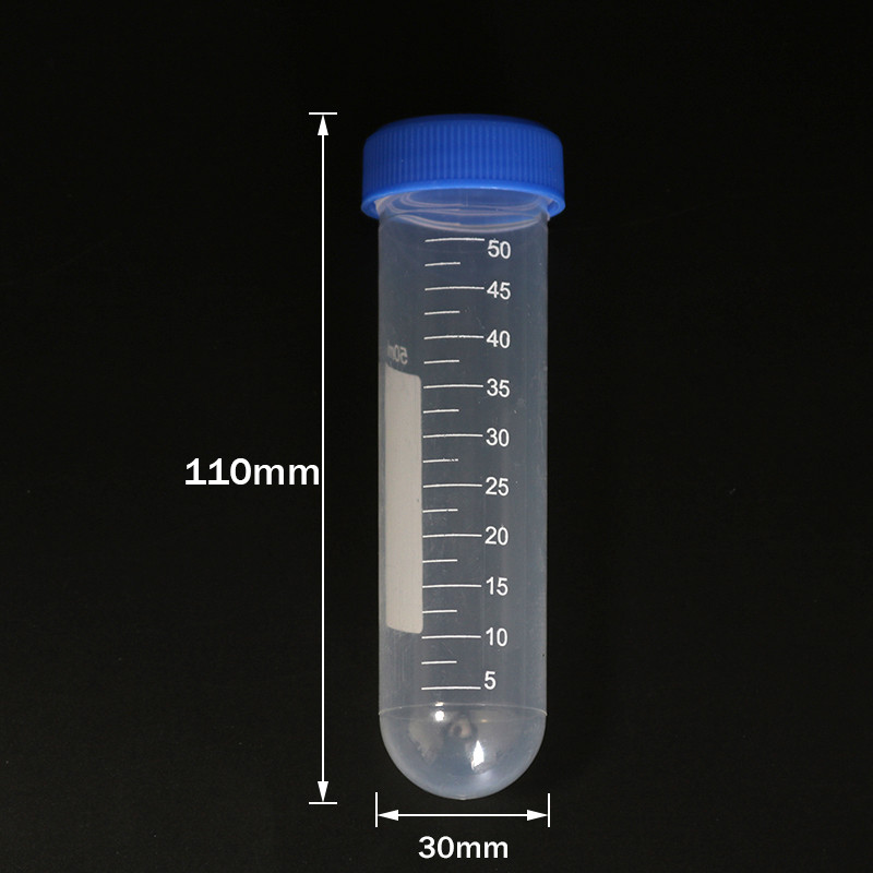 10PCS Scientific Laboratory Container Scale Blue Lid Round Bottom 50ML ...