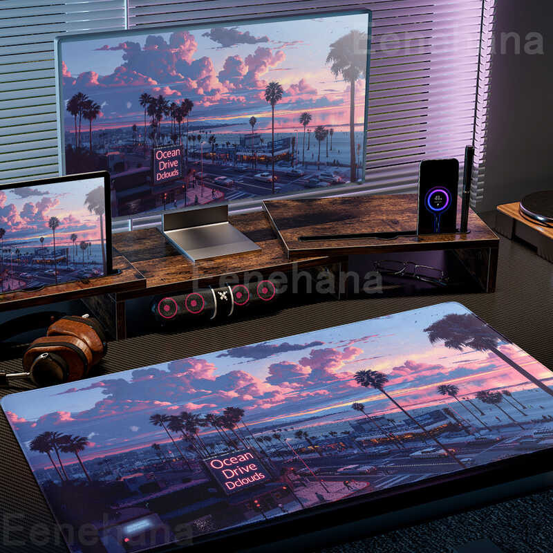 Pink Clouds Sky Large Mouse Sunset PC Gaming Accessories Landscape ...