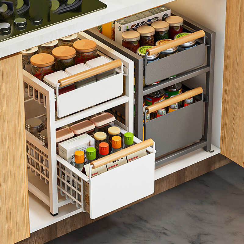 HL Layers Sink Storage Rack Desktop Push-Pull Storage Cabinet Spice ...