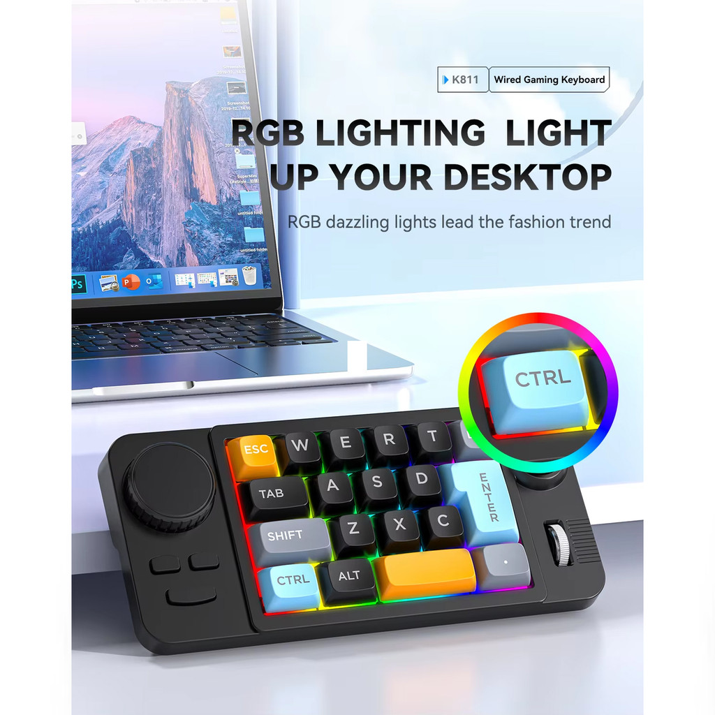 RGB Programmable Gaming Keyboard,Wired Gaming Number Keyboard with ...