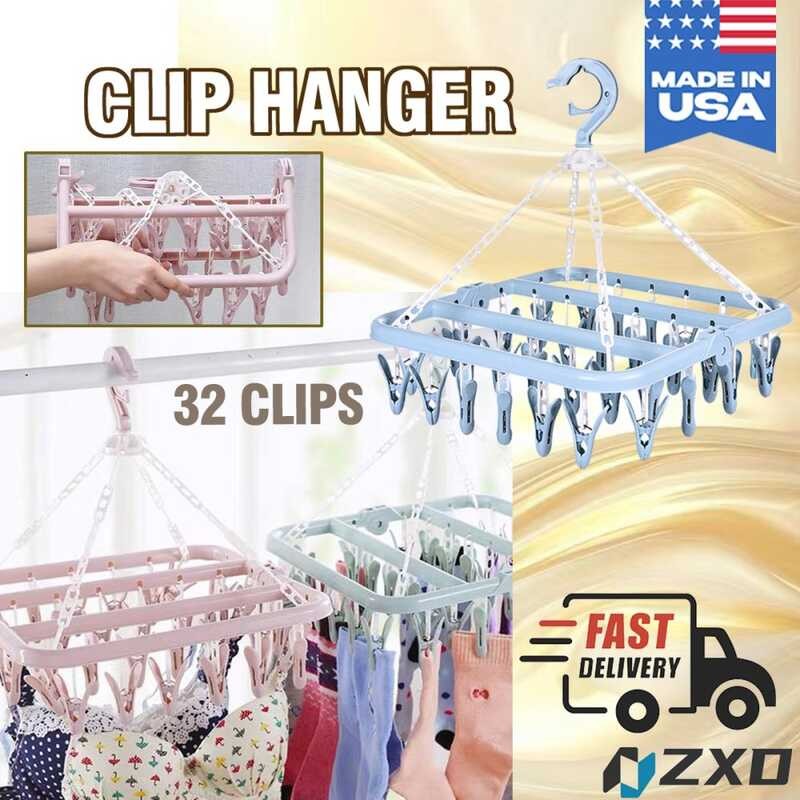 Household Folding Traceless Drying 32 Jacket Rack Baby Hanger Plastic ...