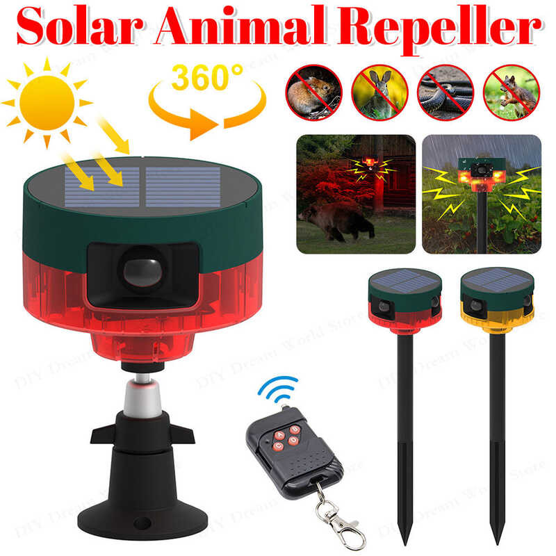 Solar Infrared Motion Sensor Detector With 129Db Siren Strobe Light ...