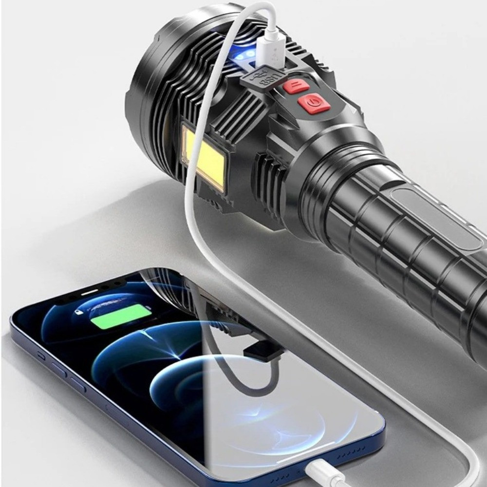 LED Patrol Flashlight Strong Light 3 Modes Handlamp with Battery ...