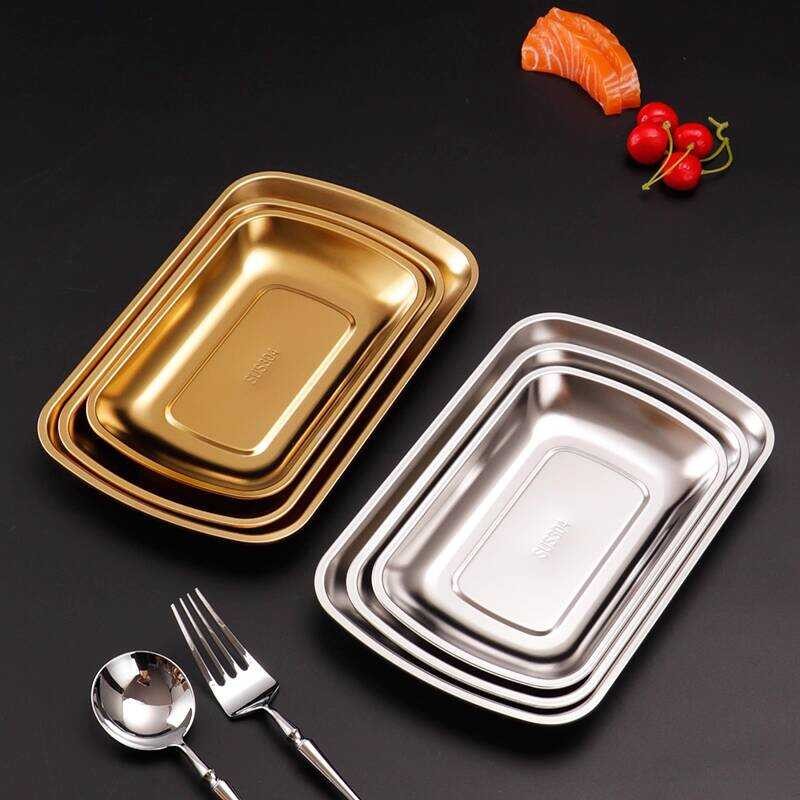 LY 304 Stainless Steel Plate Rectangular Rice Noodle Plate Buffet Hot ...