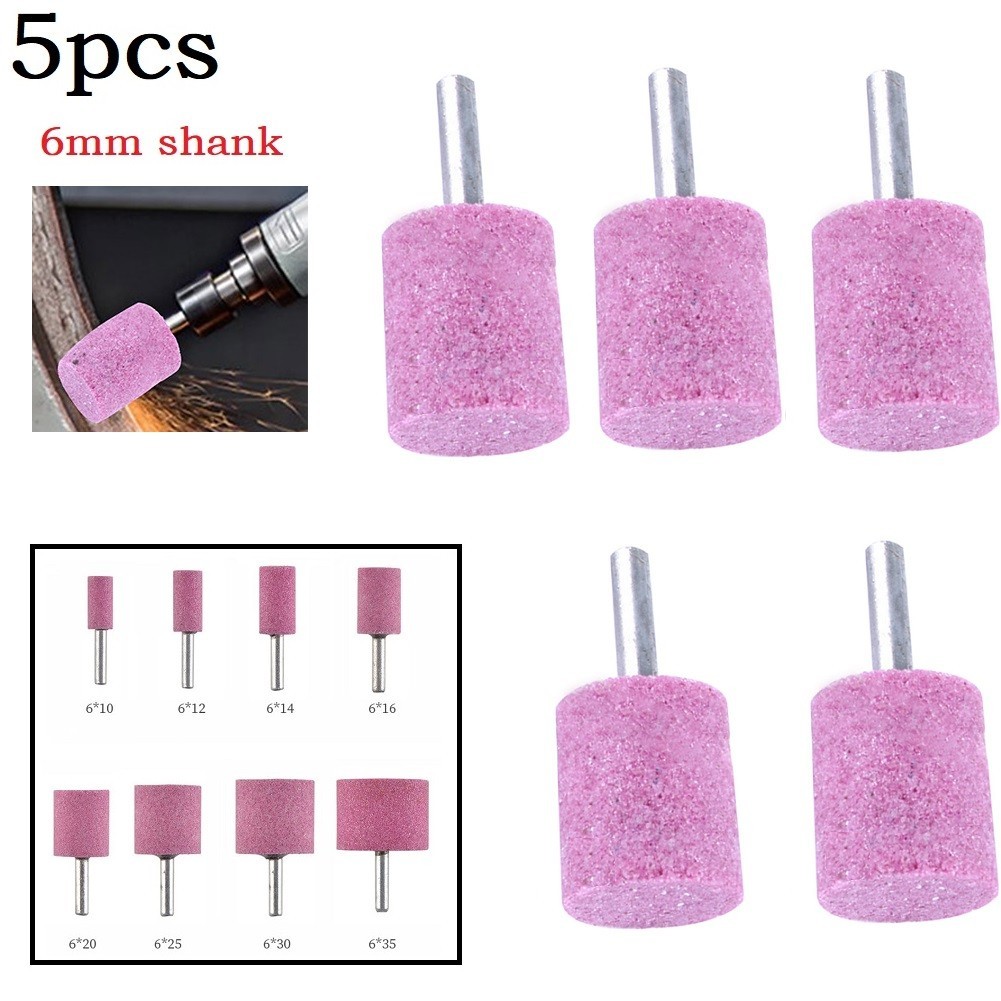 [HOT]Ready Stock 5pcs 6mm Shank Abrasive Mounted Stone Cylinder For ...