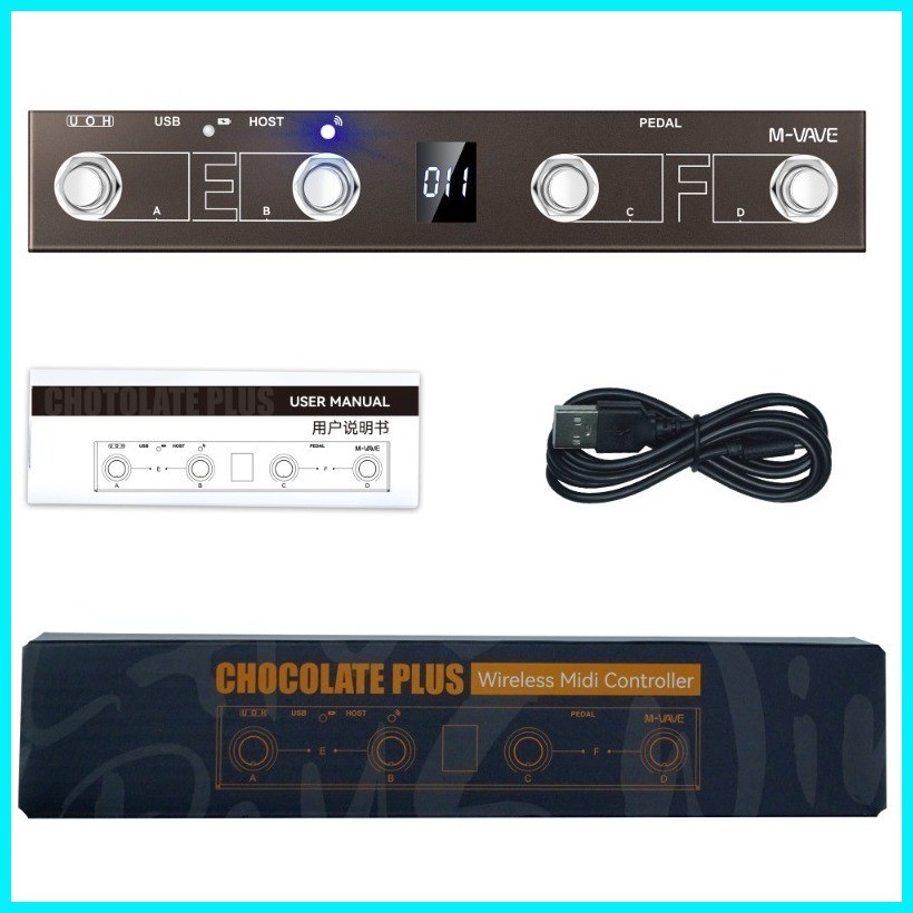 M-vave Chocolate Plus Wireless Midi Controller Keyboard 4 Buttons Foot Switch Supports MIDI Host ...