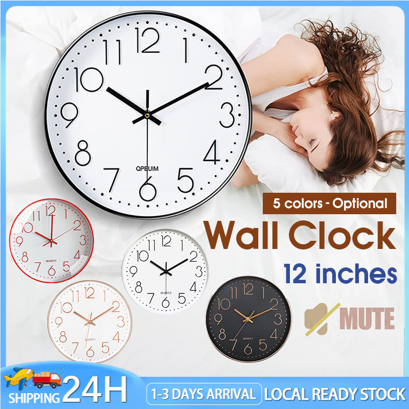 Quartz Clock 12 inches Modern Plastic living room Silent Wall Clock ...