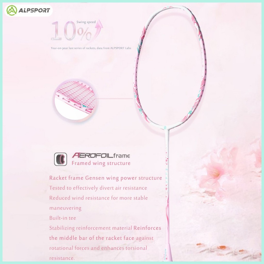 ALP New Cherry 4U 25LBS Badminton Racket 100% Full Carbon Fiber ...