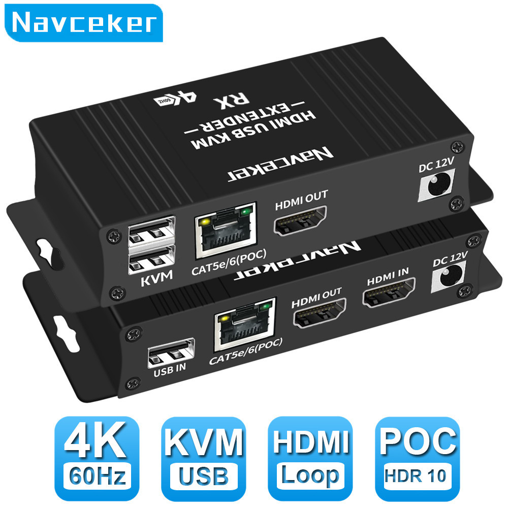 Navceker 4K 60Hz HDMI USB KVM Extender over Ethernet CAT6 RJ45 1080P 60 ...