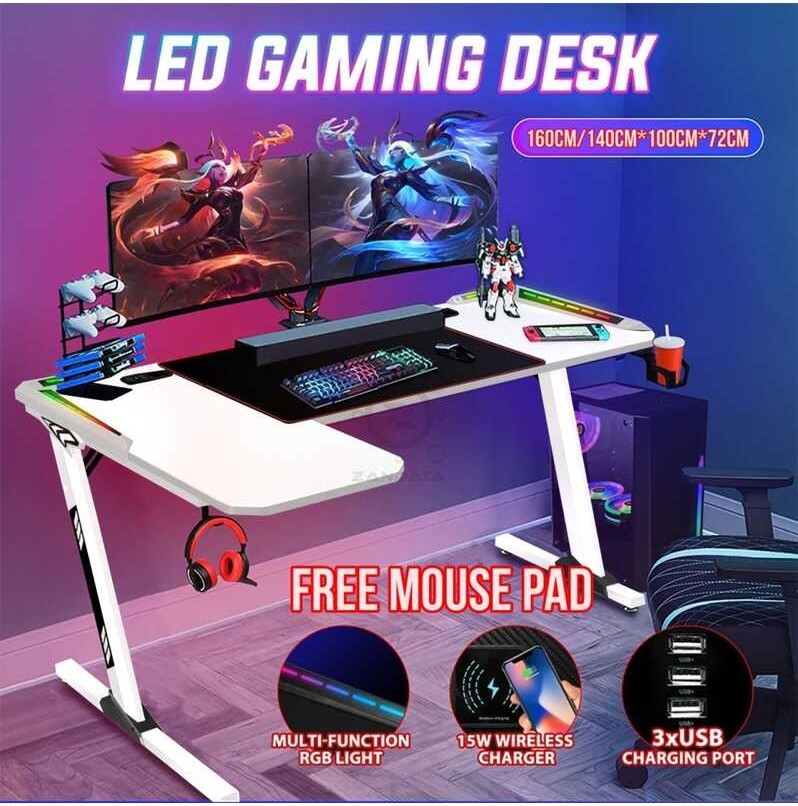 L SHAPE MINIMALIST White CM Professional Esports Gaming Desk Computer ...