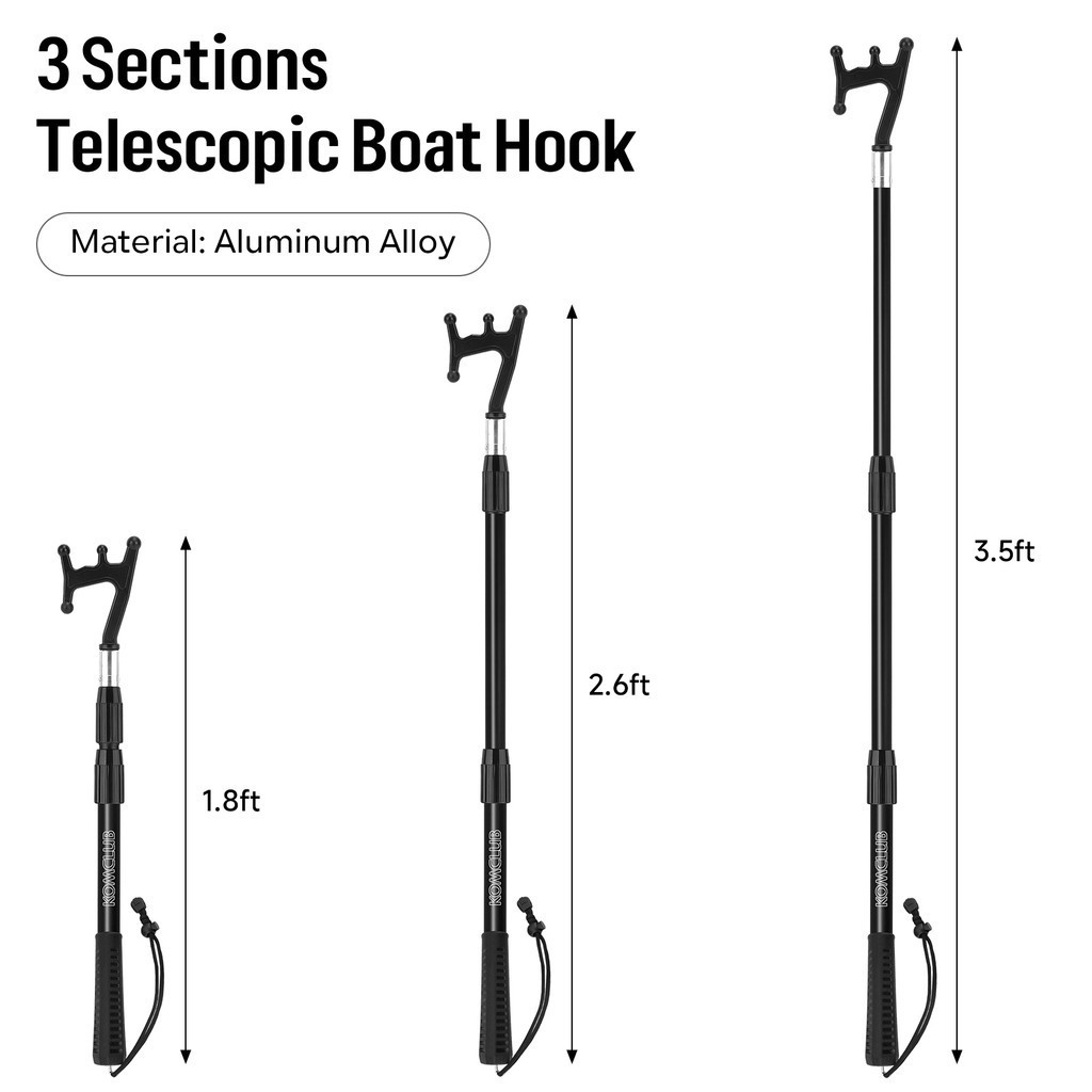 SANLIKE 1M/2.4M Telescopic Boat Hooks Adjustable Boat Hook for Docking ...