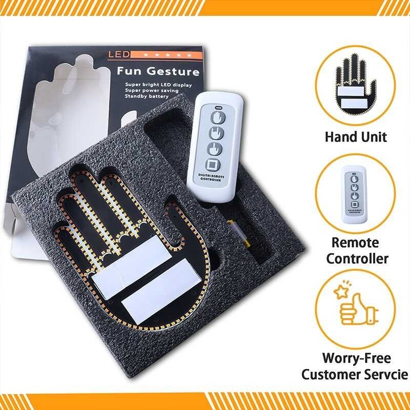 Universal New Fun LED Na May Remote Car Rear Window Amber Middle Finger ...