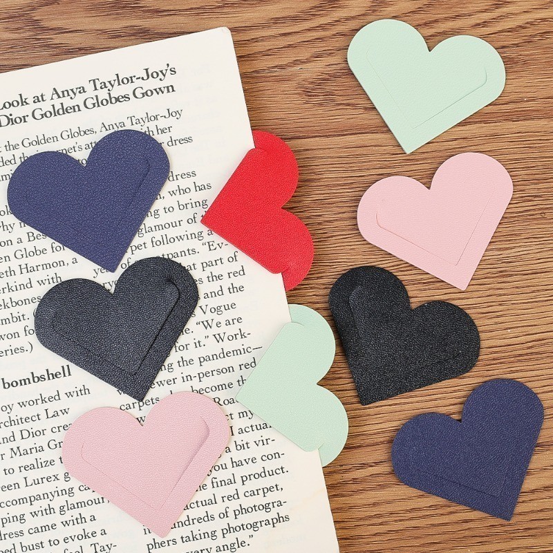 1-3Pc Creative Leather Heart Bookmark - Textbook Corner Protective ...