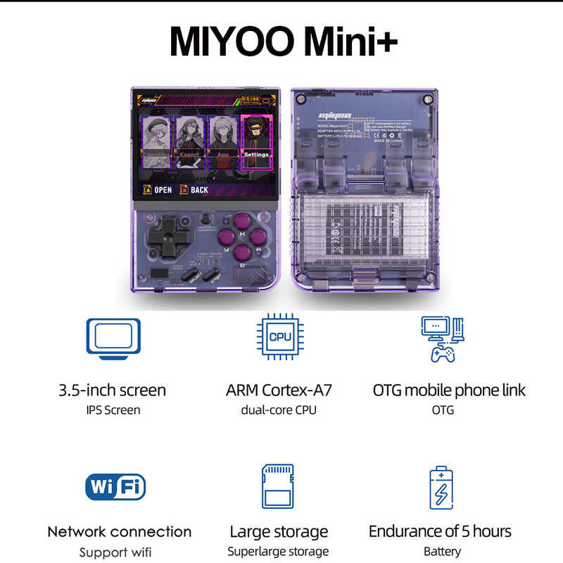 Mini Φ MIYOO Plus Retro Handheld Portable V2 Mini+ IPS Screen Classic 3 ...