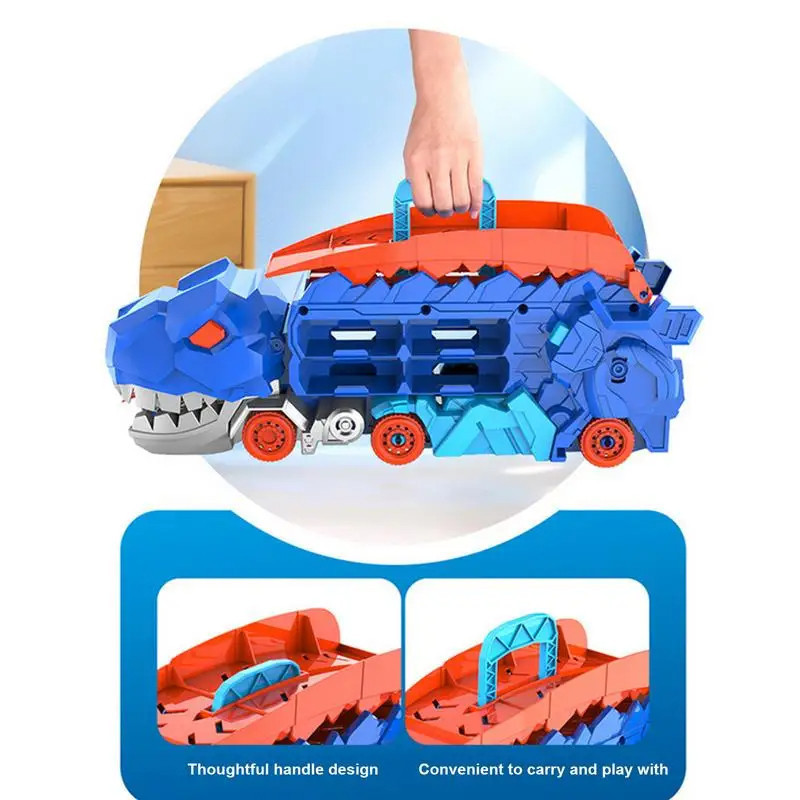 Children's Car Eating Dinosaur Truck Car Ejection Slide Transport Track ...
