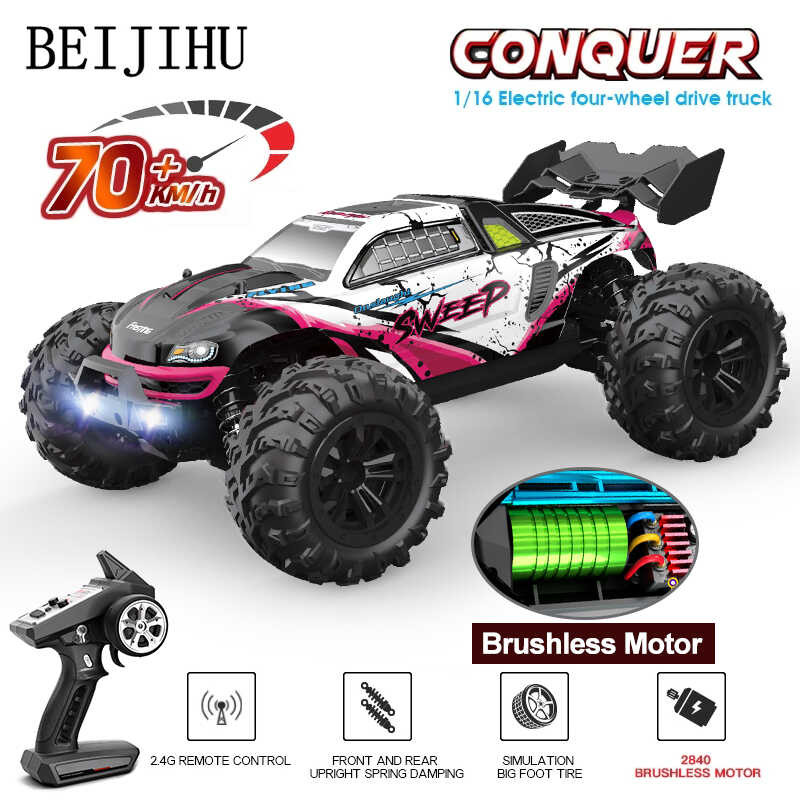 70Km/H Brushless 1:16 RC Car With LED Light 4Wd Remote Control Cars ...