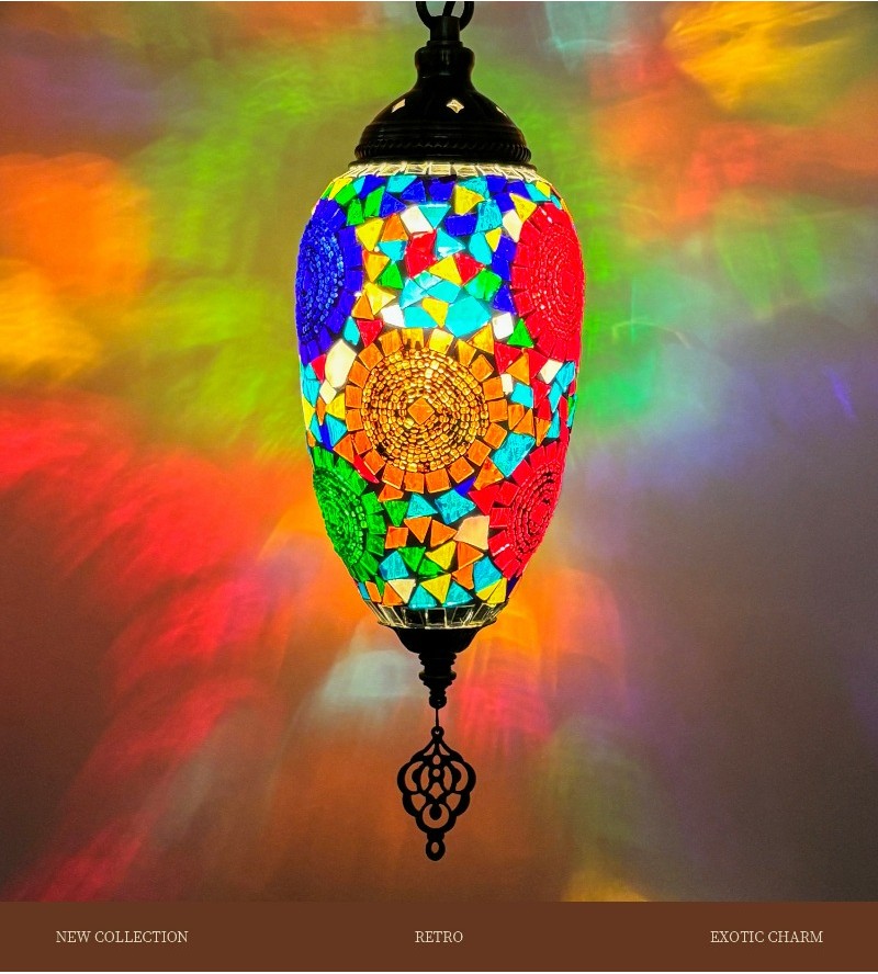 Mosaic Pendant Light Mediterranean Turkish Ceiling Light LED Living ...