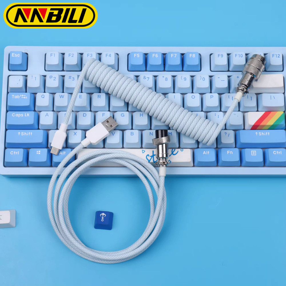 NNBILI 7 colors Type C Cable USB Spring Wire nical Keyboard Avia ...