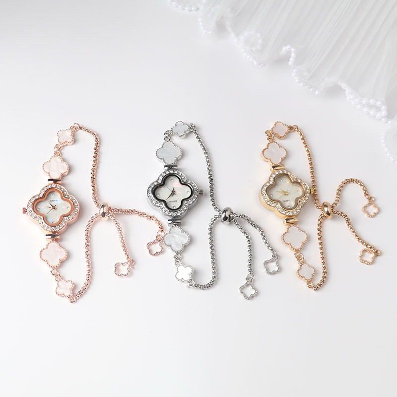 Kegllect Exquisite Ladies Quartz Watch Women Diamond Four Leaf Clover ...