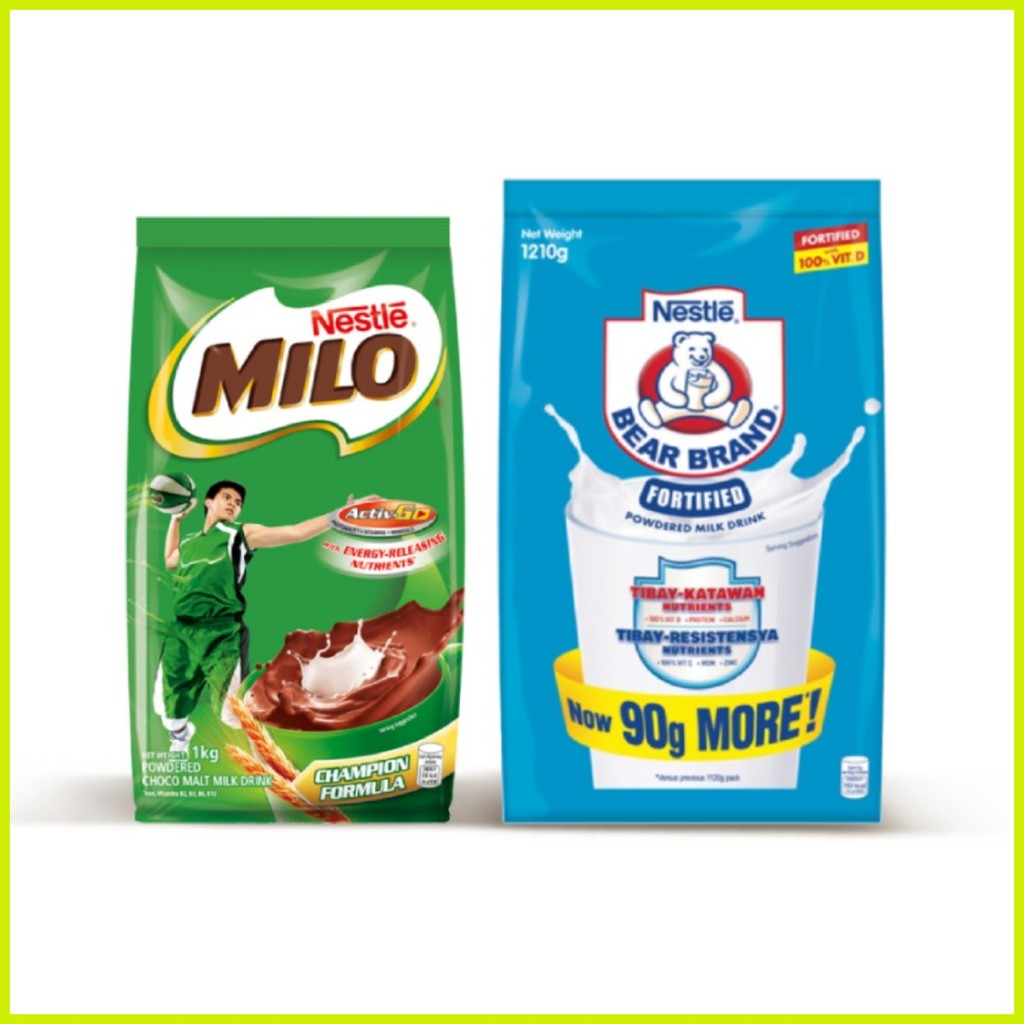 ♒ Milo Powdered Choco Malt Milk Drink 1kg + Bear Brand Fortified ...
