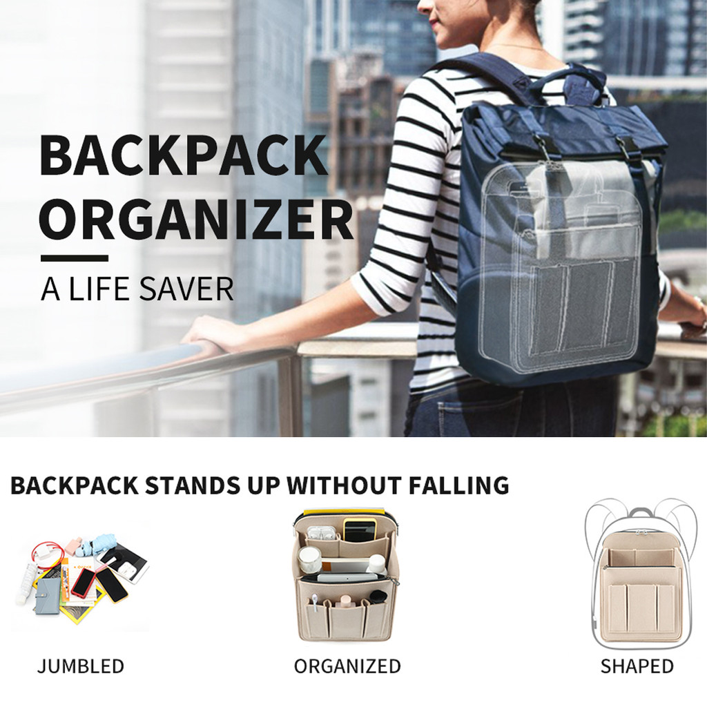 Backpack Liner Bag Vertical Backpack Storage Bag Multi-grid Felt Bag ...