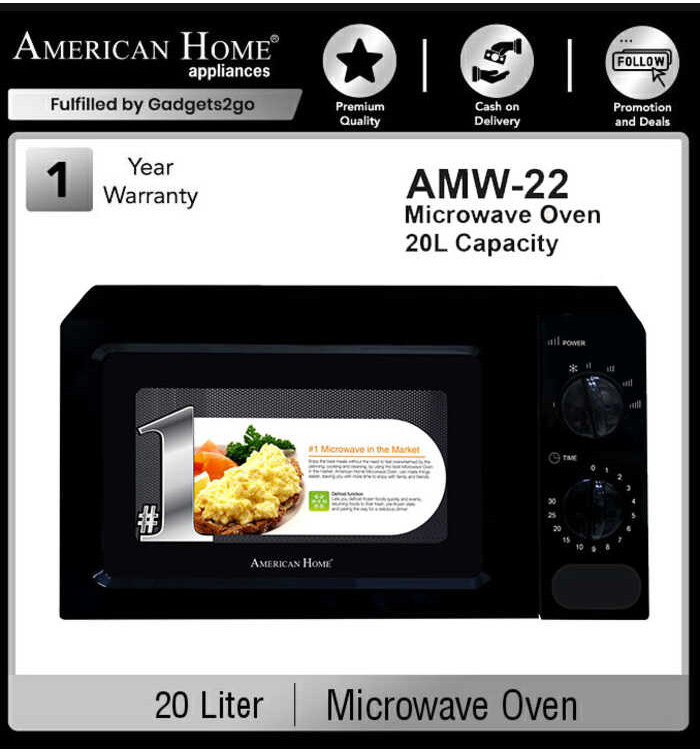 20L American Home Nical Microwave Oven Amw-22 (Black) | Shopee Philippines