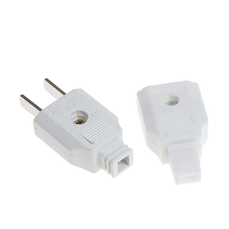 US 2 Flat Pin Electric Power Male Female Wire Plug Adapter AC ...