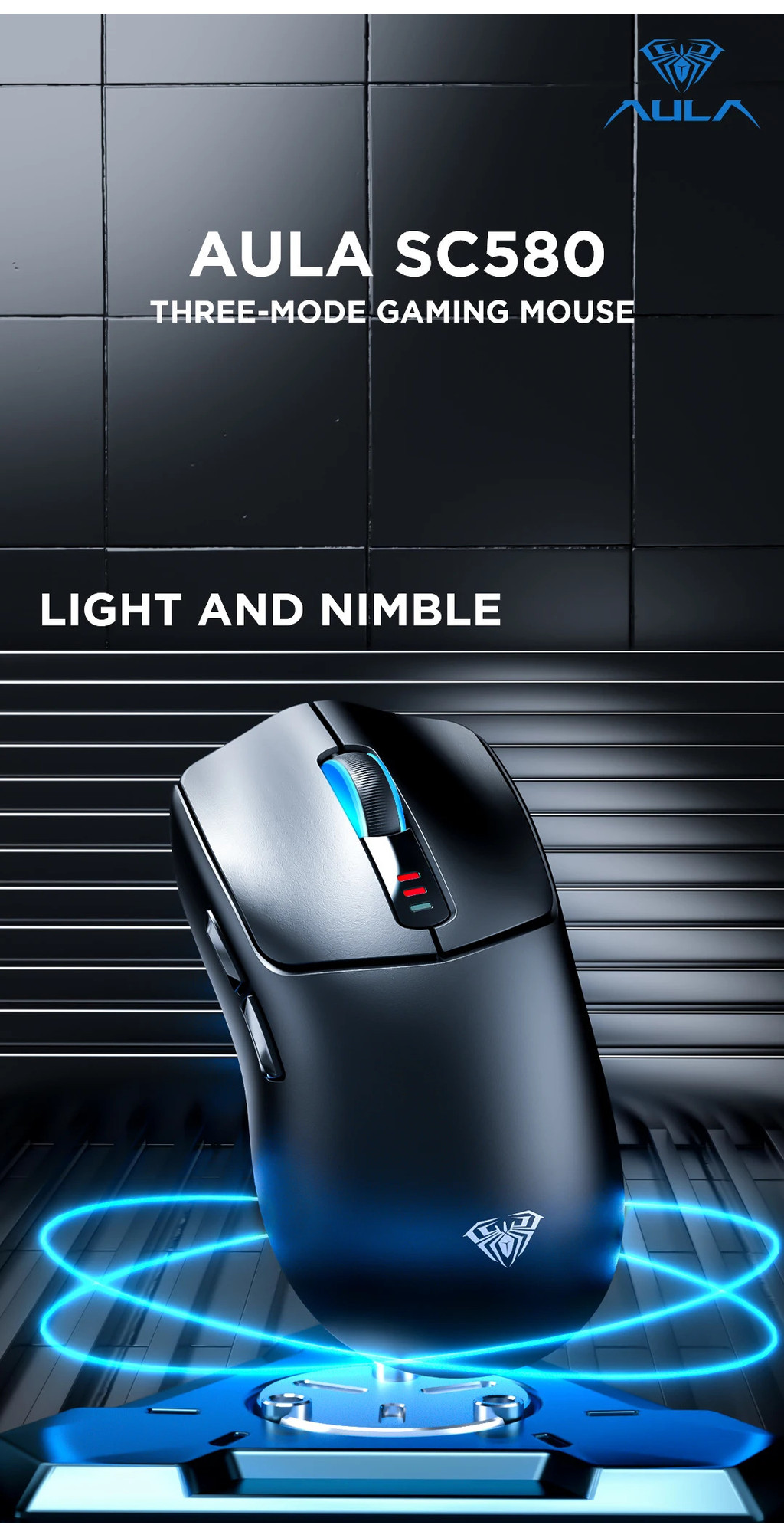 AULA SC580 Gaming Mouse Tri-mode Rechargeable Ergonomic Bluetooth Mouse ...