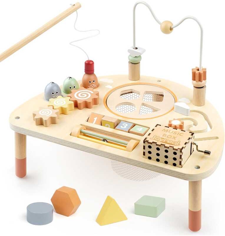 Joyreal 1 Year Old, Toddler Table with Fishing Game, Bead Maze, Shape ...
