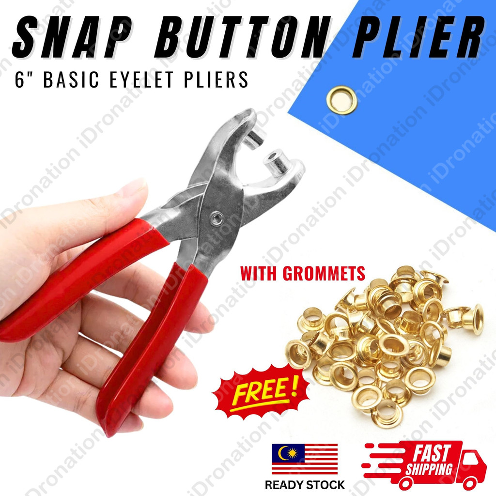6" Eyelet Plier Snap Button Leather Hole Punch Grommet Puncher Plastic ...