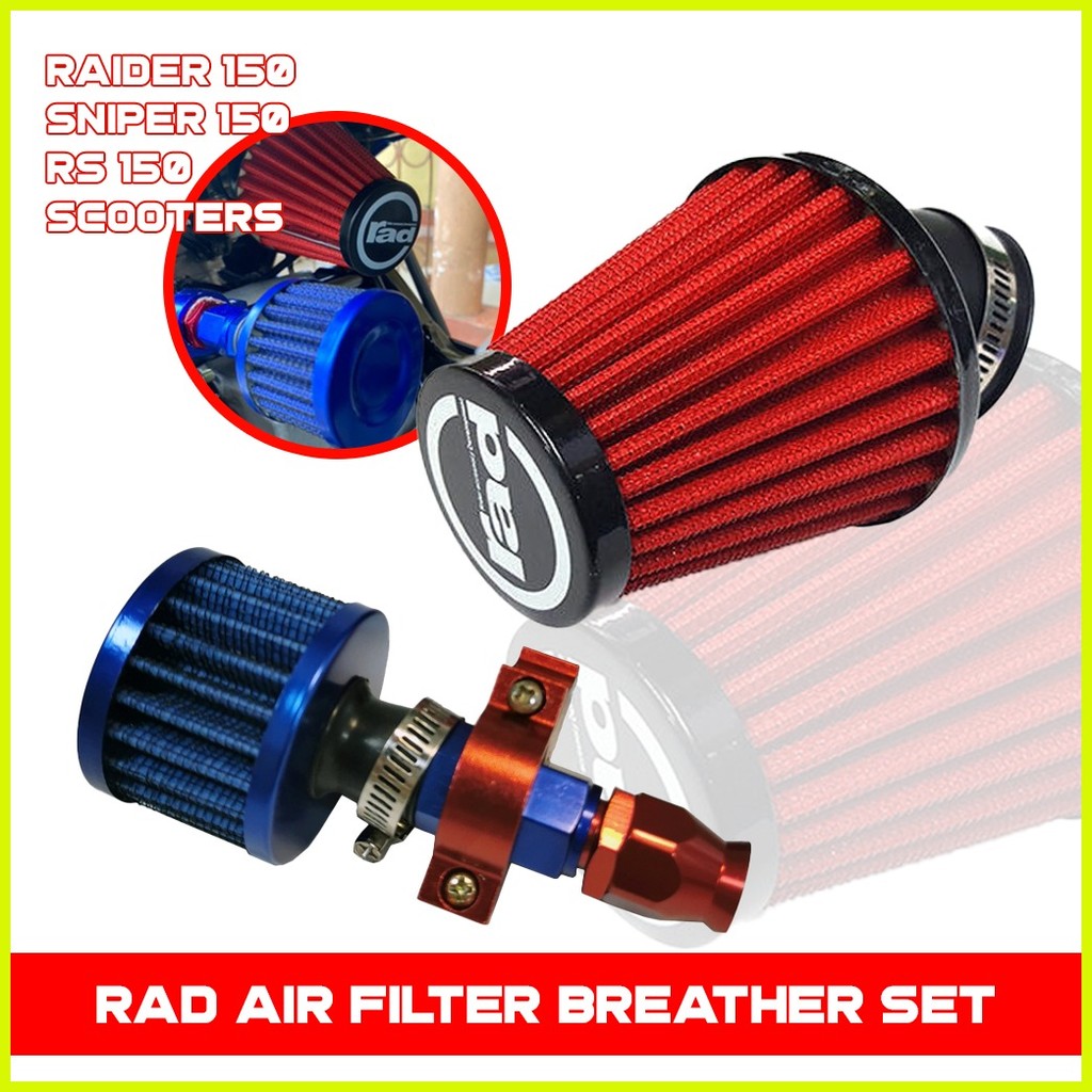 ♠ ☜ § RAD Air Filter and Engine Breather Filter Set for Raider 150 Carb ...