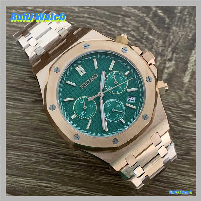 Gold Vk63 Rose Quartz Chronograph Men's Casual Watch AP Para Sa Seiko ...