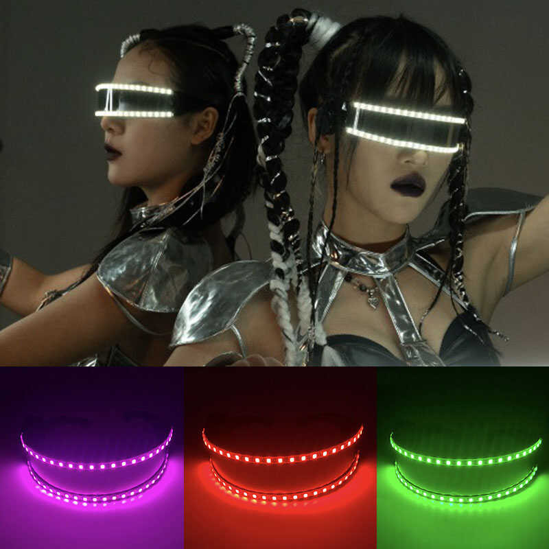 Mga Futuristic LED Light Up Luminous Goggles Cosplay Party Supplies ...