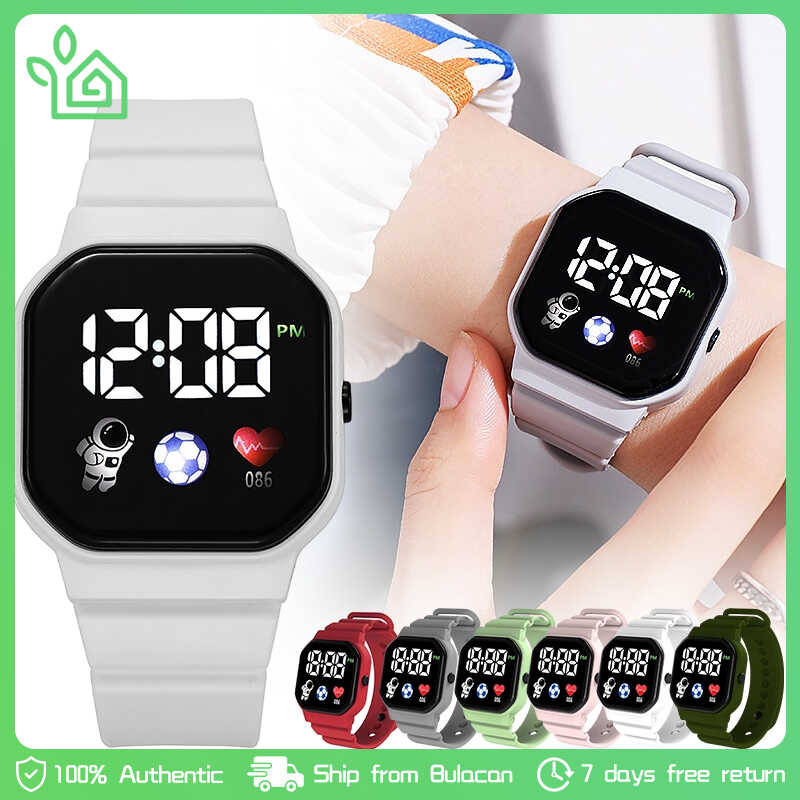 Unisex Student Sport Waterproof Korean Macaron Color Square Digital Men ...