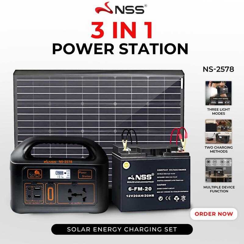 NSS 3-In-1 Power Station - 150 Watts Portable Solar Generator With ...