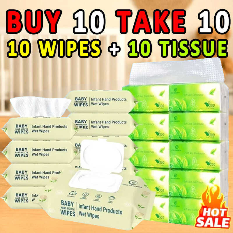 20Pcs Baby Wipes And Tissue Bundle Combo Unscented 10 Packs 80 Sheet ...