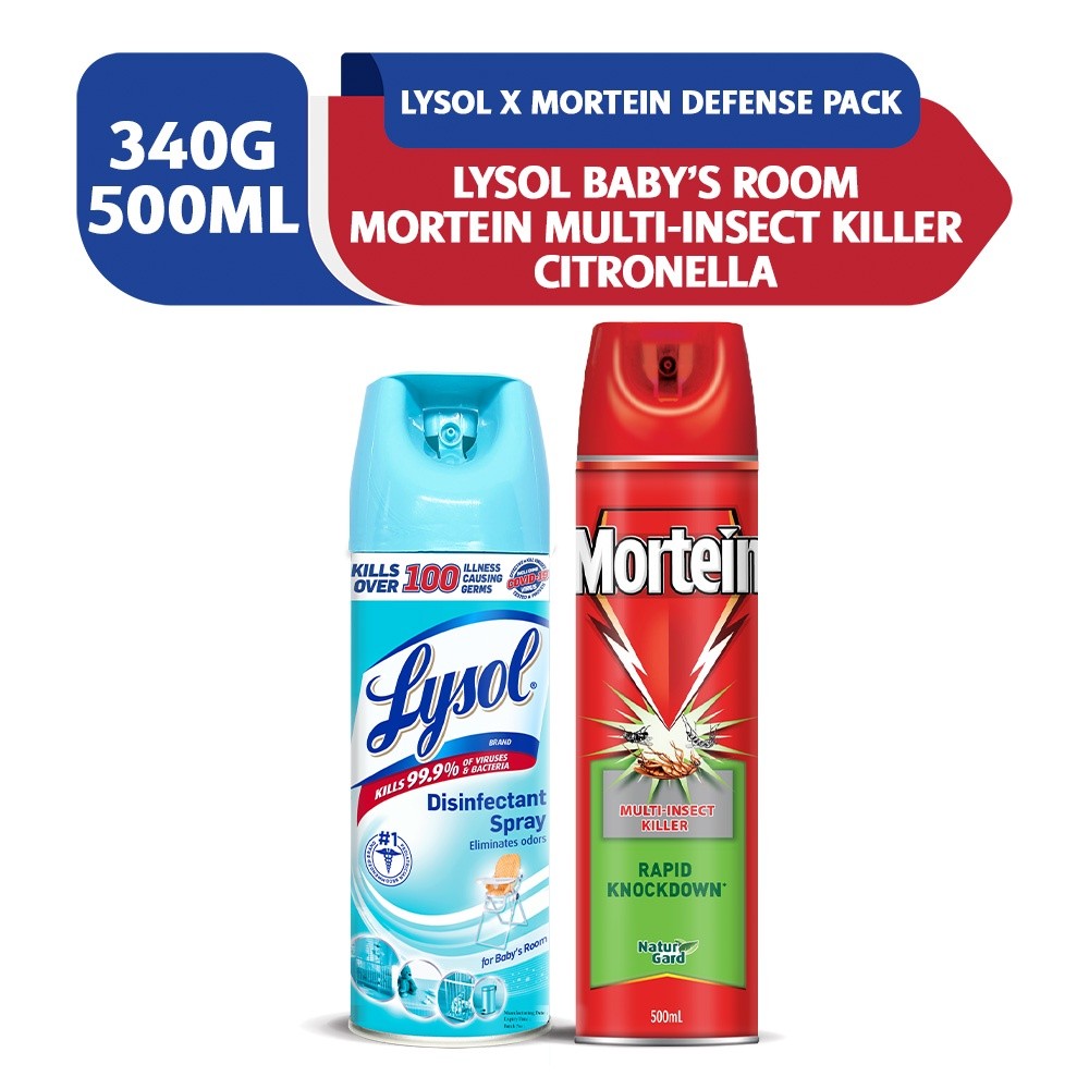 Lysol Spray for Baby's Room 340g, Mortein Multi Insect Killer Spray ...