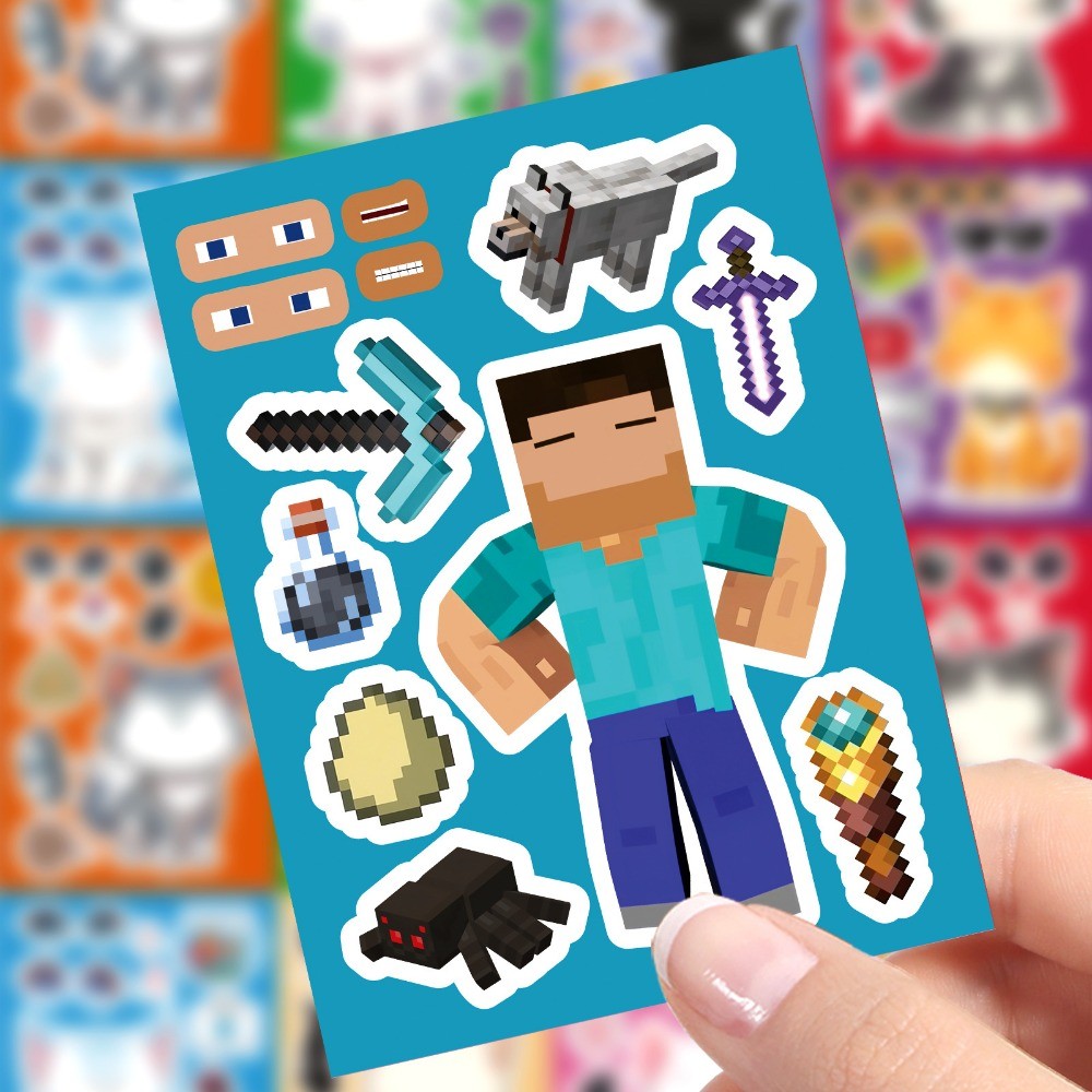 8pcs New Minecraft Pixel Stickers for Children's Puzzle DIY Water Cup ...