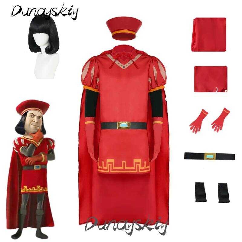 Xj Lord Farquaad Cosplay Costume Set Wig Hat Medieval Knight Clothes ...
