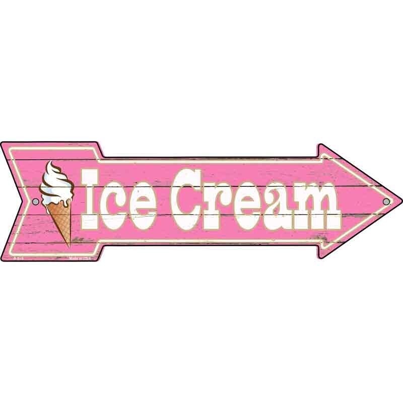 Ice Cream Novelty Embossed Metal Arrow Sign Directional 17" x 5" Wall ...
