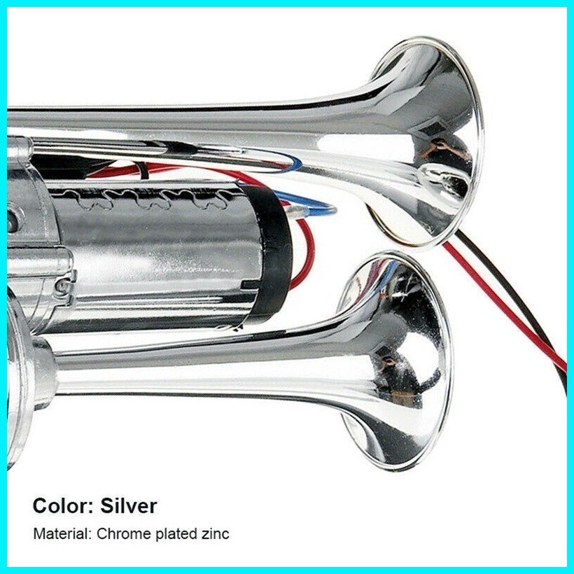 Upgraded 12V/24V 600DB Air Horn Dual Trumpets, Super Loud Truck Train ...