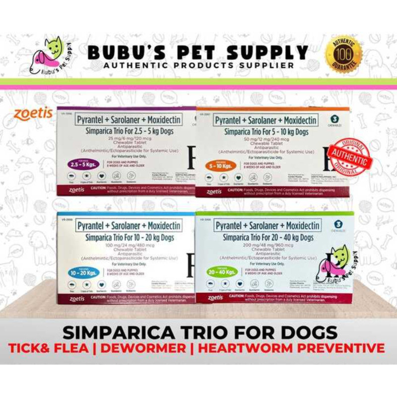 SIMPARICA TRIO FREE STICKER CHEWABLE TAB FOR DOGS AGAINST TICKS FLEAS ...