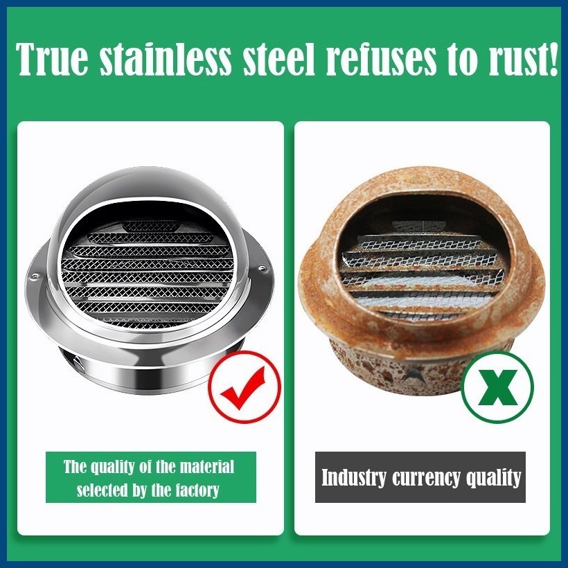 Stainless Steel 304 Wall Air Vent Ducting hood Ventilation Exhaust cap ...