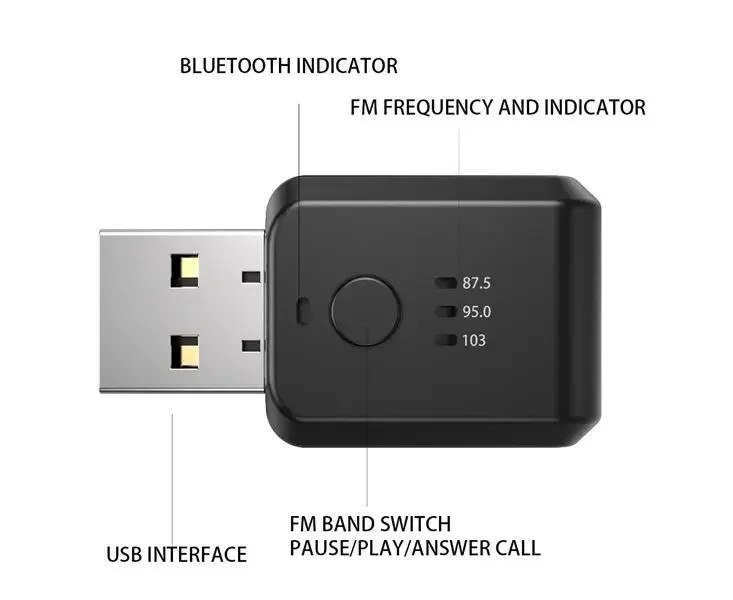 USB Car Bluetooth Receiver Lossless MP3 Playback FM Rransmitter Car ...