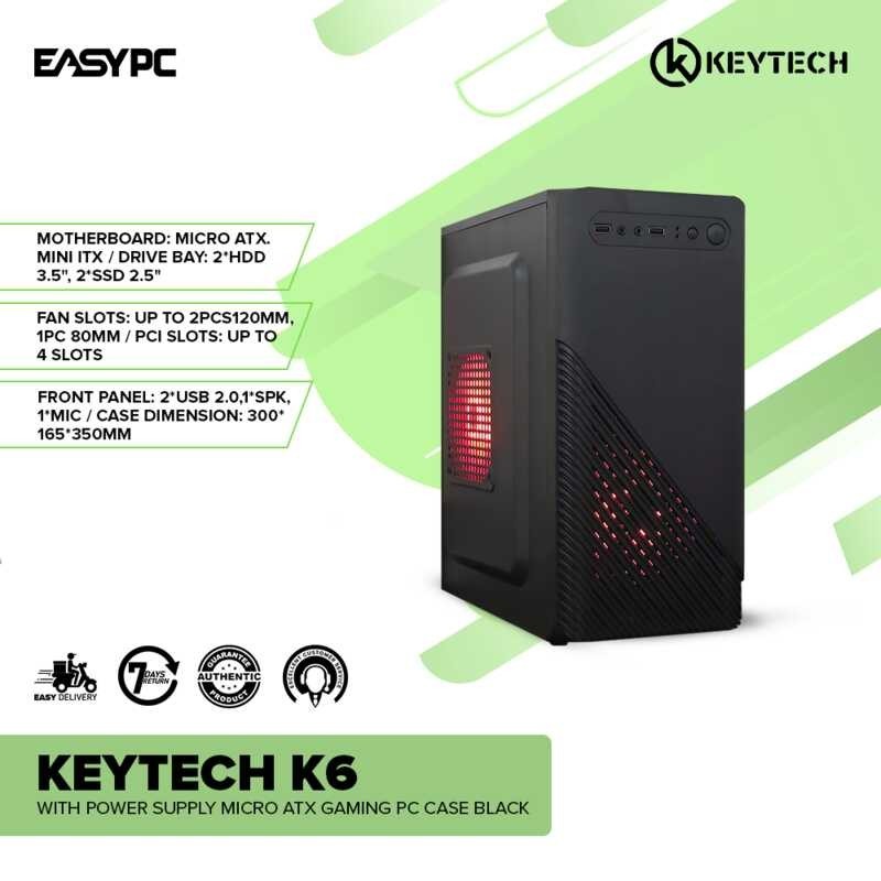 Keytech Easypc [Unk] K6 With Power Supply Micro ATX Gaming Case Black ...
