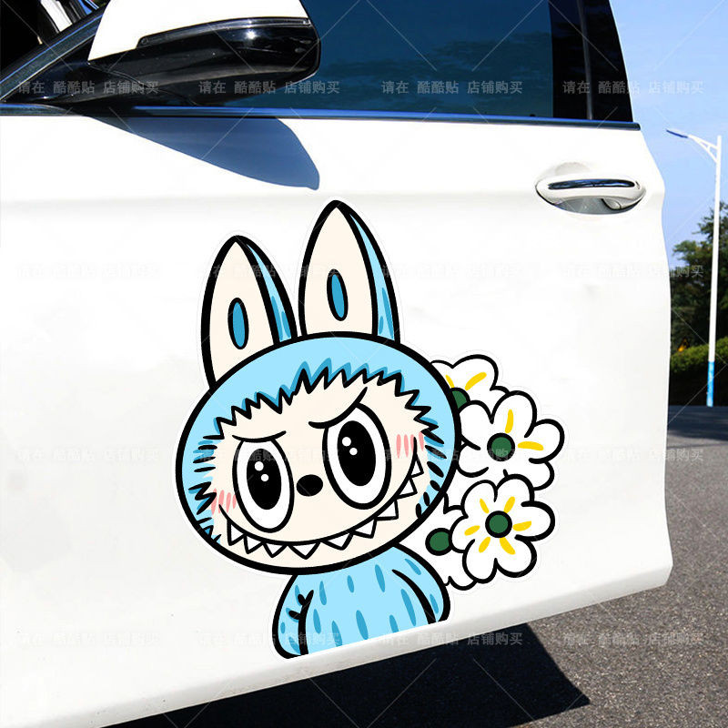 Cartoon Cute LABUBU Car Sticker Car Door Fuel Tank Cover Glass ...