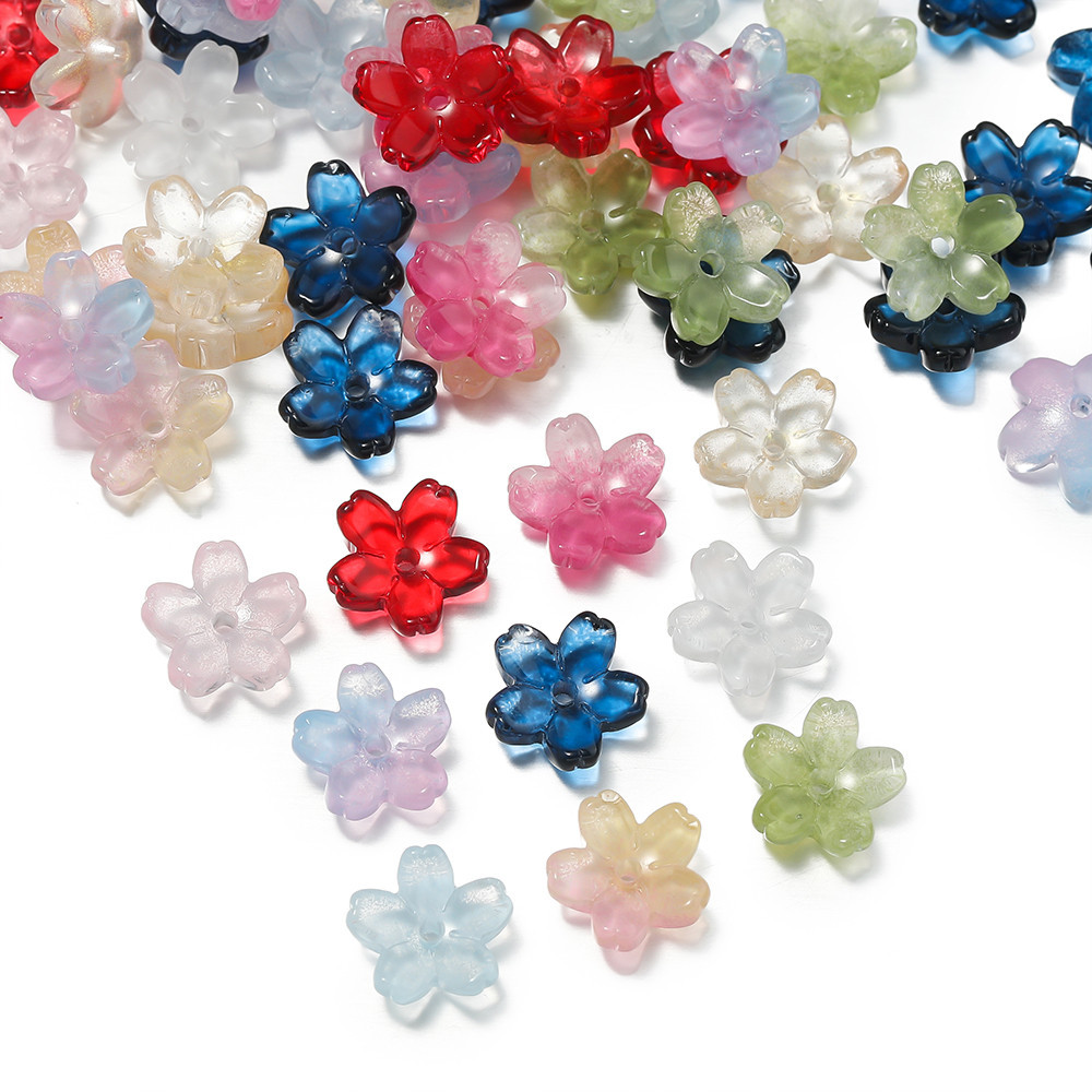 St. kunkka 10Pcs Sakura Glass Flower Beads 10.5mm Glass Receptacle Bead ...